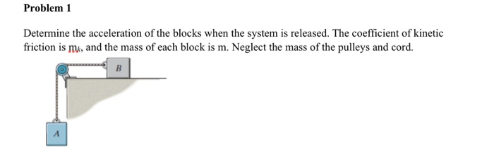 Solved Problem 1 Determine the acceleration of the blocks | Chegg.com