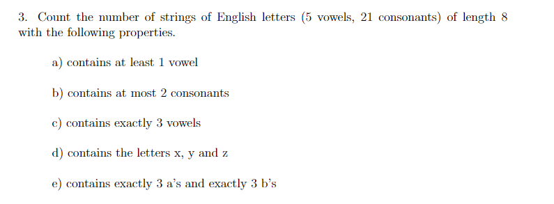 Solved 3. Count the number of strings of English letters (5 | Chegg.com