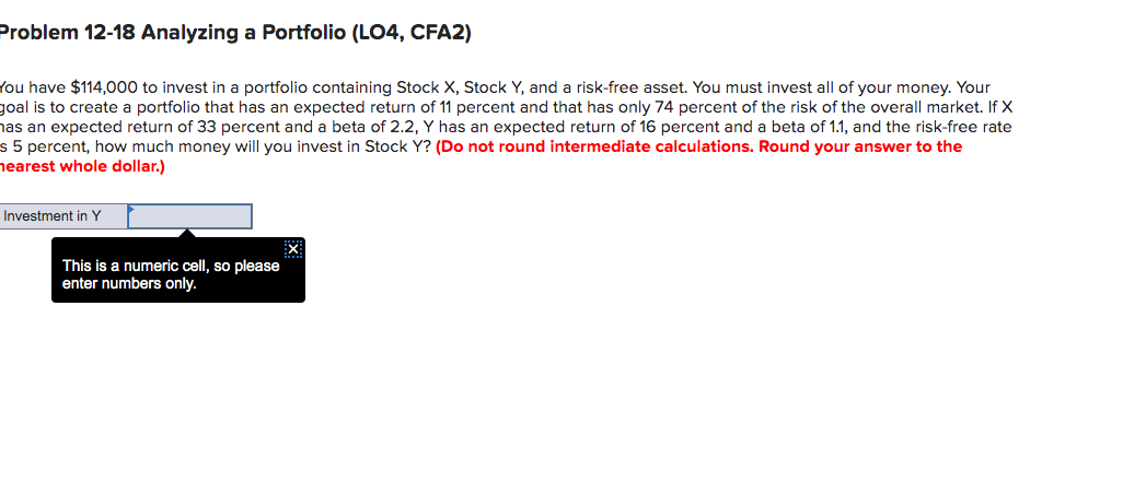 Solved Problem 12-18 Analyzing a Portfolio (LO4, CFA2) You | Chegg.com