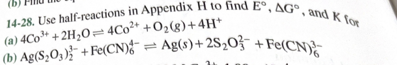 Solved 14-28. Use half-reactions in Appendix H to find | Chegg.com