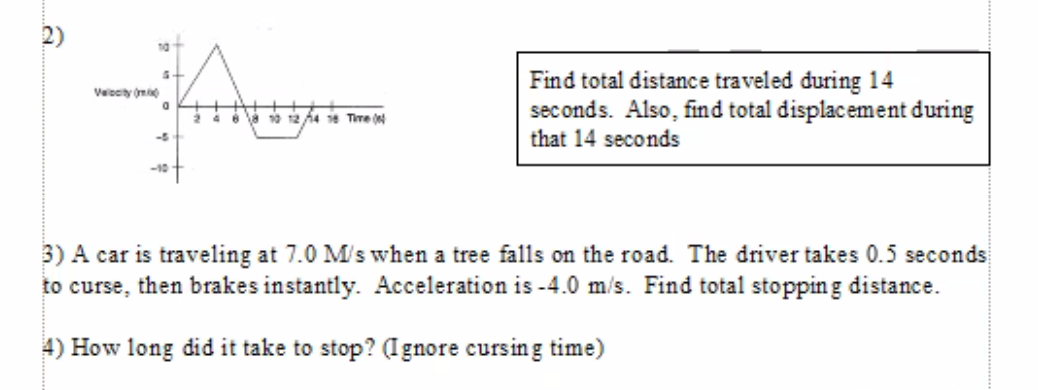 Solved 2) S+ Very a Find total distance traveled during 14 | Chegg.com