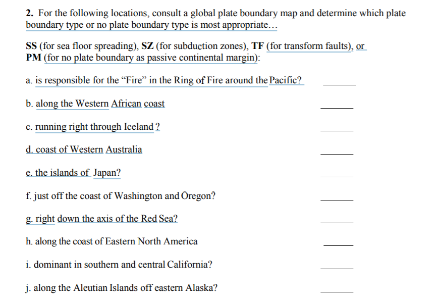 Solved 2. For the following locations, consult a global | Chegg.com