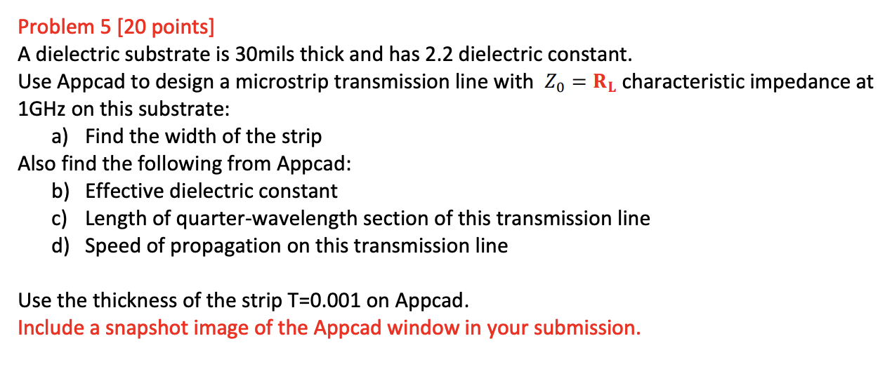 Problem 5 [20 points] A dielectric substrate is 30 | Chegg.com