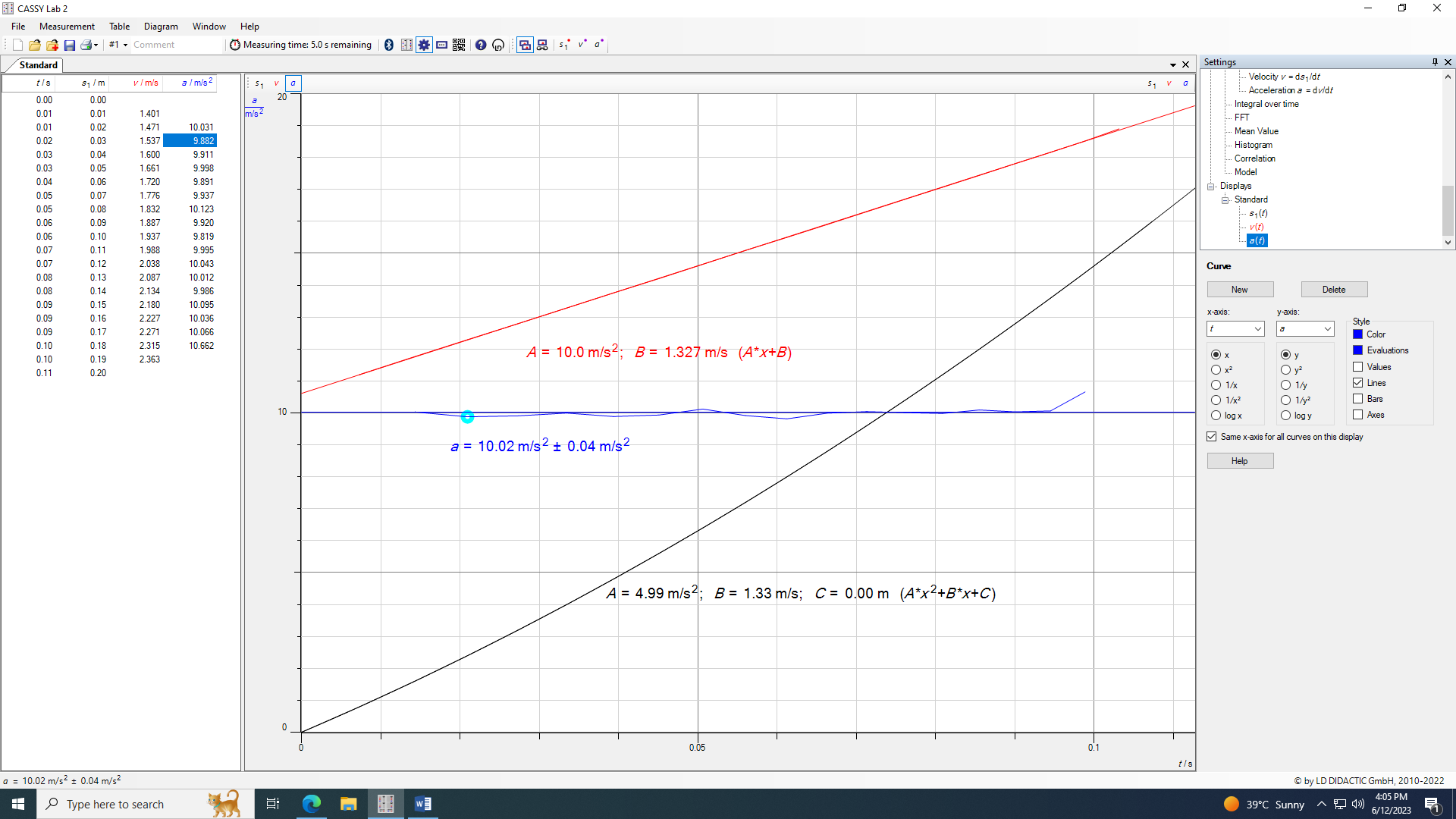 Solved Calculate the area under the v-t curve. What does it | Chegg.com