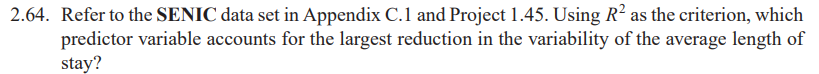 Solved 2.64. Refer to the SENIC data set in Appendix C.1 and | Chegg.com