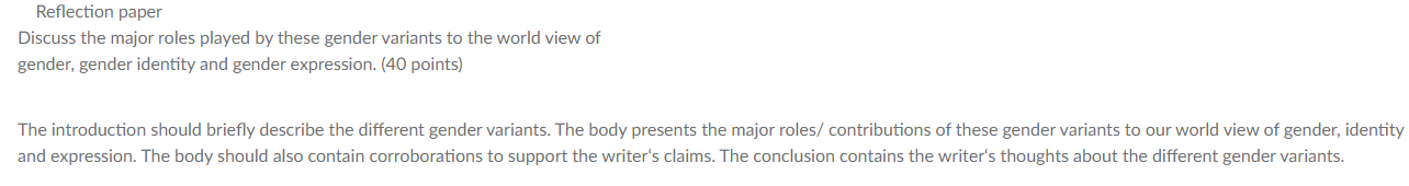 Reflection paper Discuss the major roles played by | Chegg.com