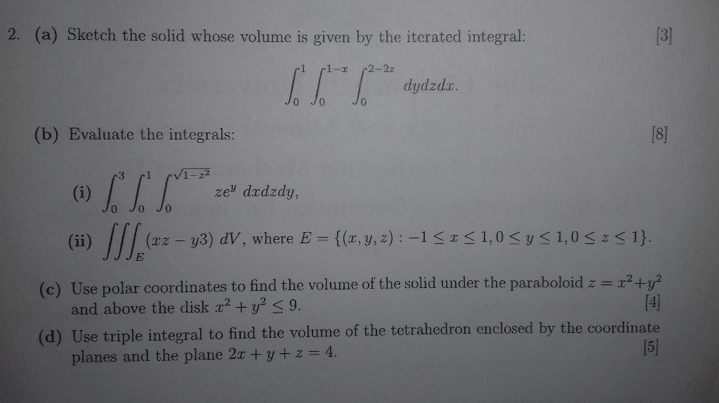 Solved (a) Sketch the solid whose volume is given by the | Chegg.com
