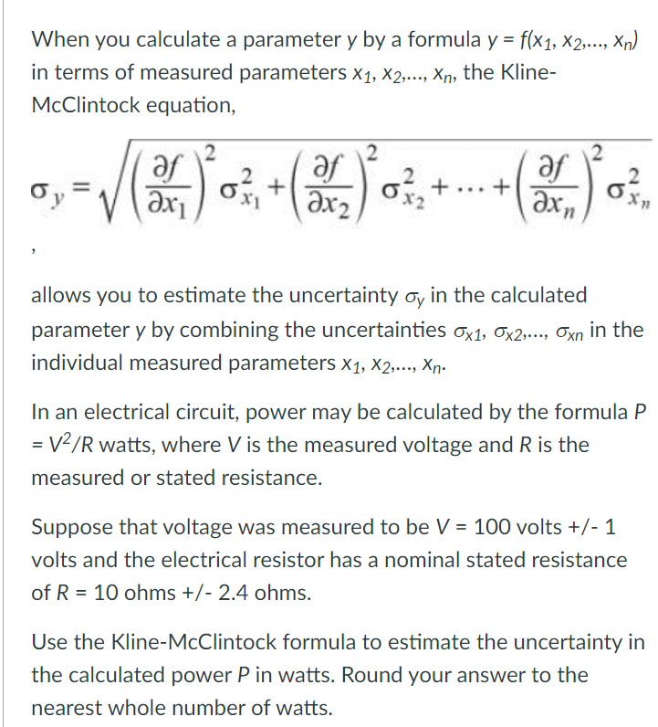 When you calculate a parameter y by a formula | Chegg.com