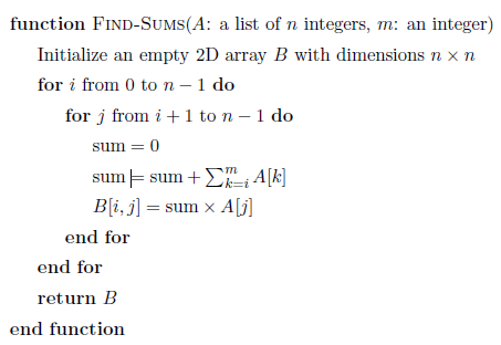 Solved function Find-Sums (A : a list of n integers, m : an | Chegg.com