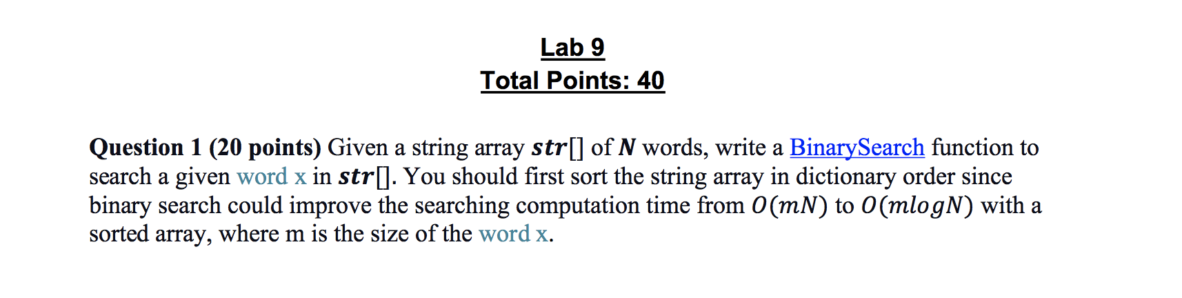 Solved Lab 9 Total Points: 40 Question 1 (20 points) Given a | Chegg.com