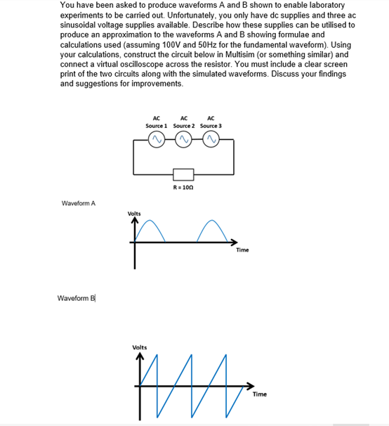 Solved You have been asked to produce waveforms A and B | Chegg.com