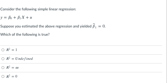 Solved Consider the following simple linear regression: y = | Chegg.com