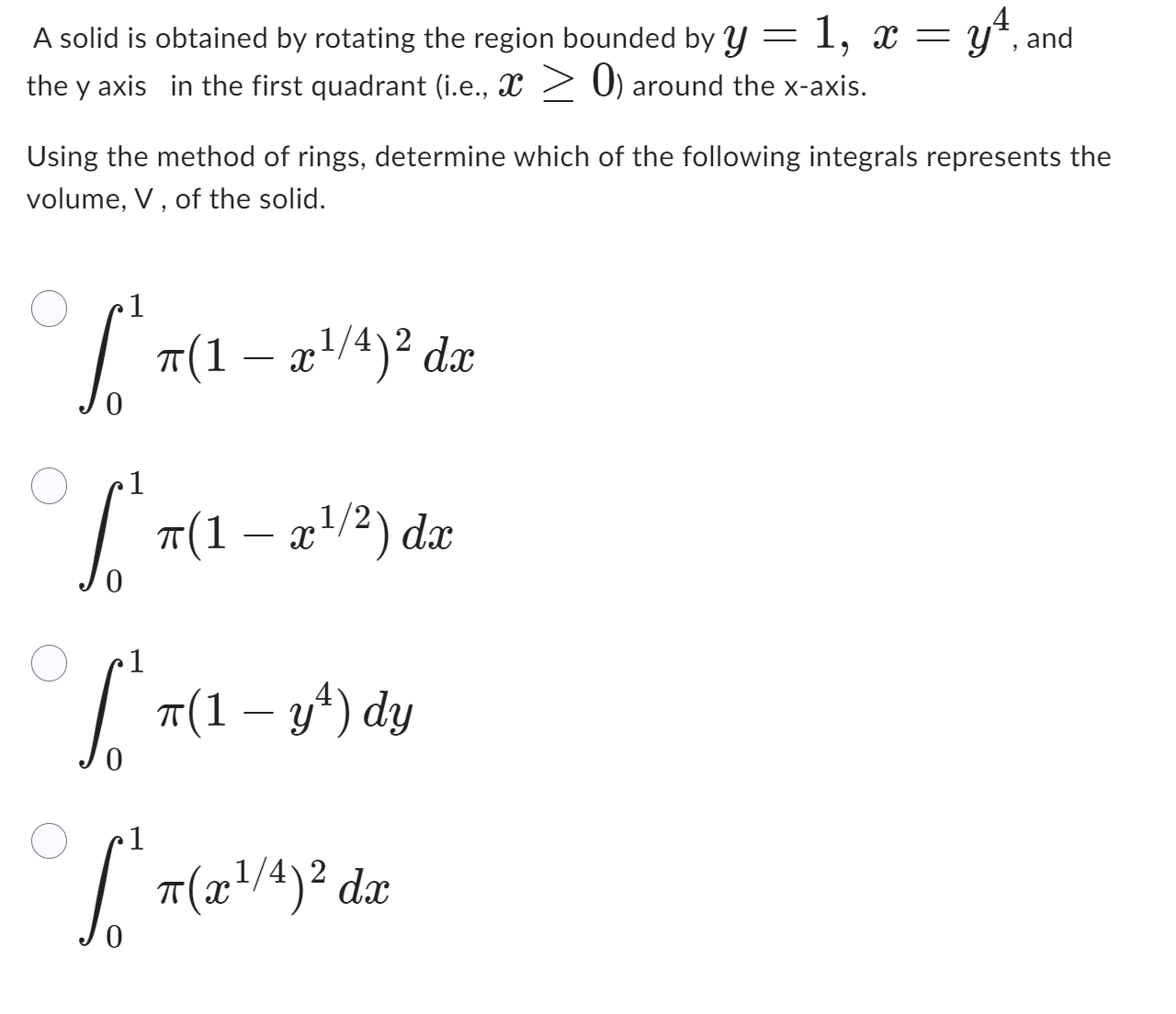 Solved A solid is obtained by rotating the region bounded by | Chegg.com