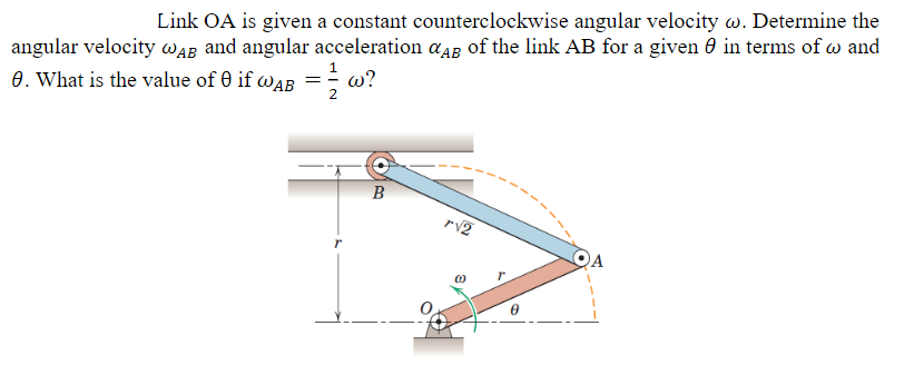 Solved Link OA is given a constant counterclockwise angular | Chegg.com