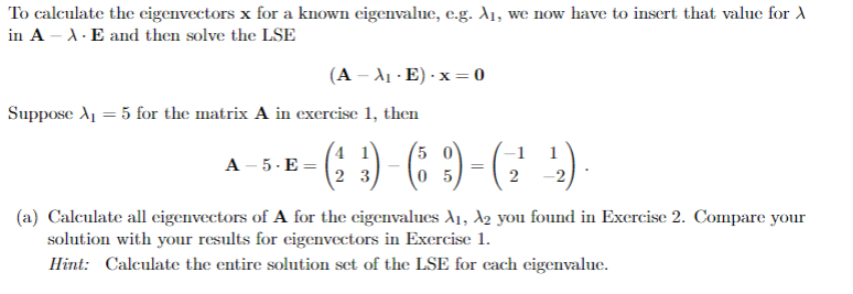 Solved The Eigenvalues found in exercise 2 are: 5 | Chegg.com