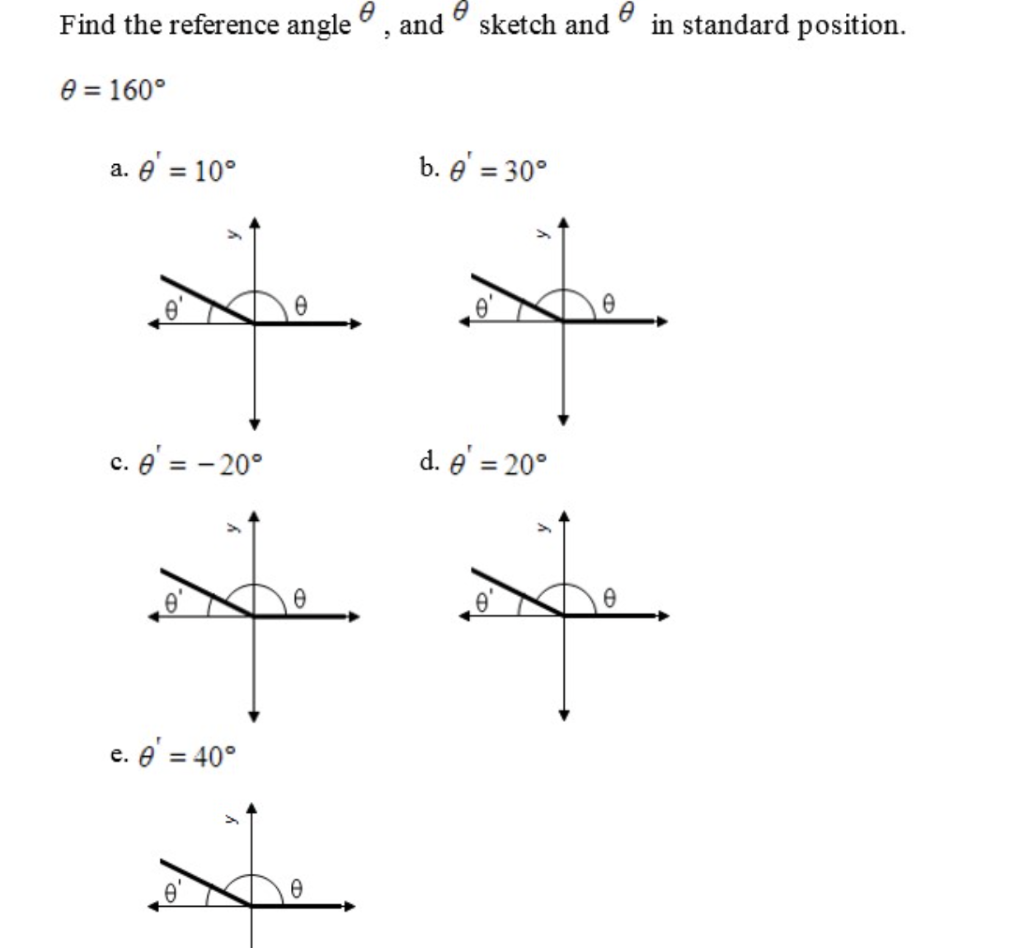 Solved A Find the reference angle and sketch and in standard | Chegg.com