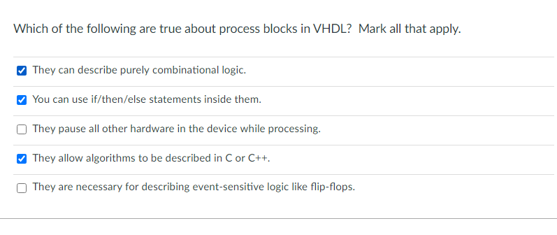 Solved Which of the following are true about process blocks | Chegg.com