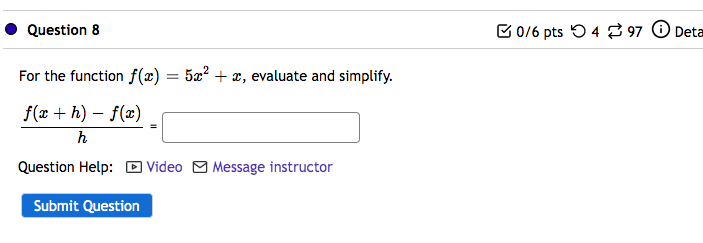 Solved For the function f(x)=5x2+x, evaluate and simplify. | Chegg.com