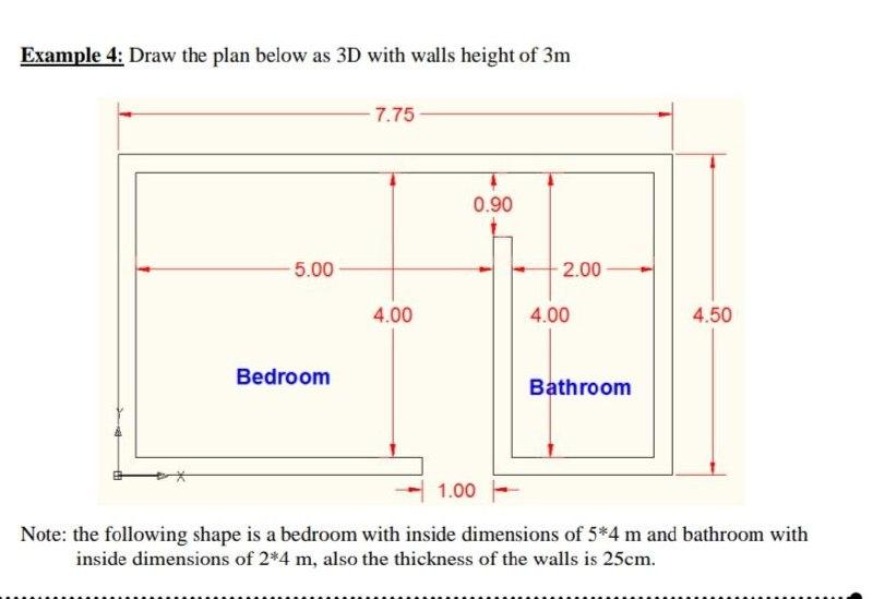 Solved Example 4: Draw the plan below as 3D with walls | Chegg.com
