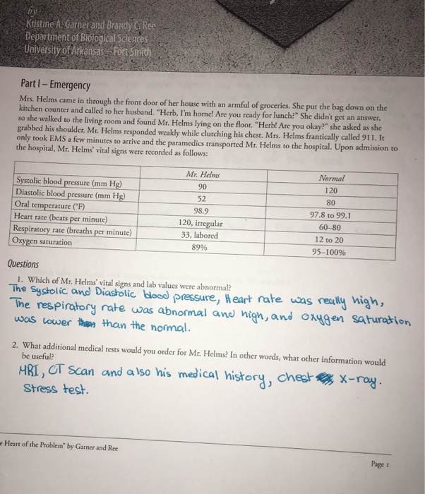 Solved Mrs. Helms came in through the front door of her | Chegg.com