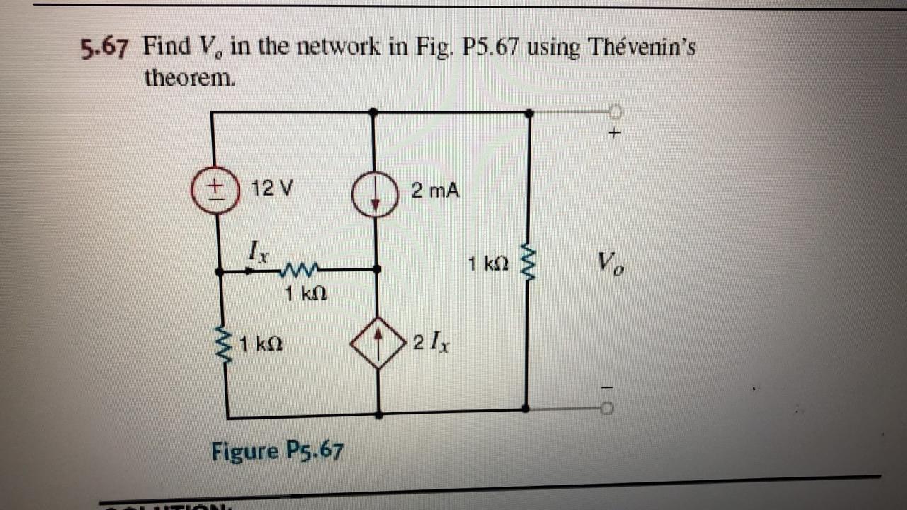 Solved 5.67 Find V. in the network in Fig. P5.67 using | Chegg.com