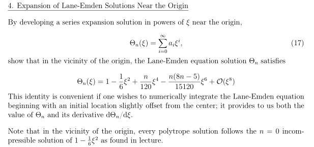 4. Expansion of Lane-Emden Solutions Near the Origin | Chegg.com