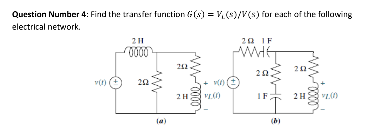 Solved Question Number 4: Find the transfer function | Chegg.com