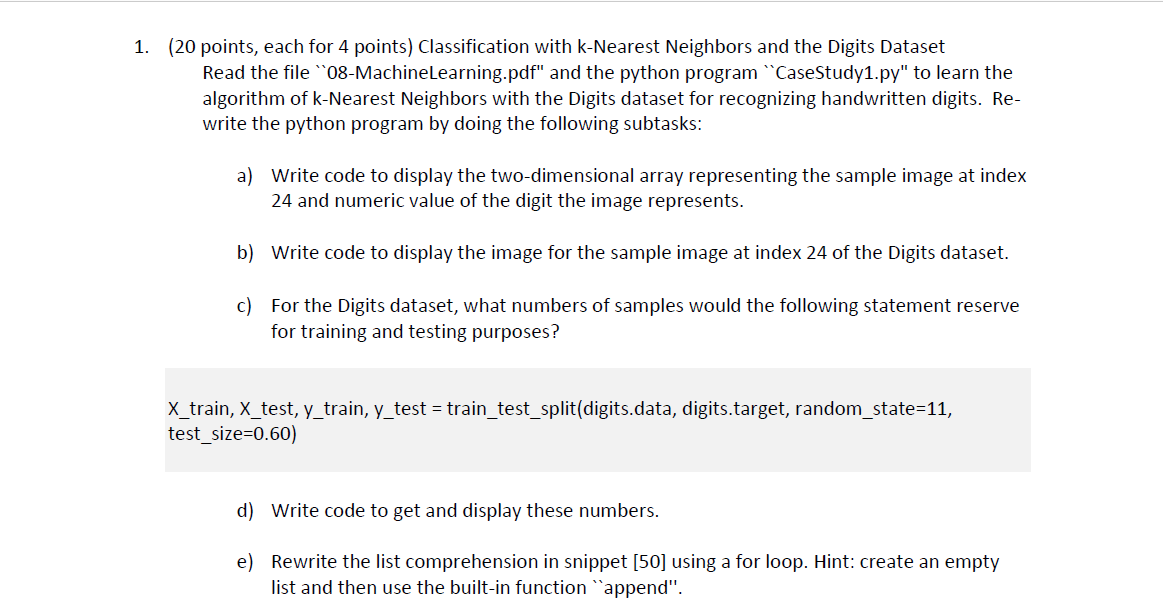 Solved 1. (20 points, each for 4 points) Classification with | Chegg.com