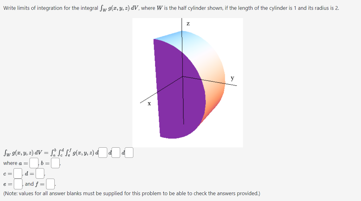 Solved Write limits of integration for the integral | Chegg.com