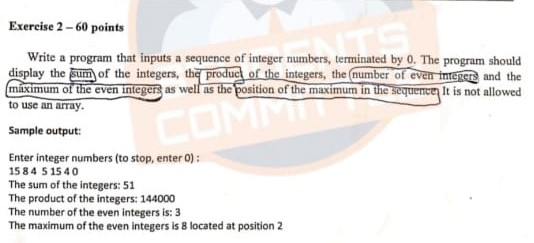 Solved Exercise 2 - 60 points Write a program that inputs a | Chegg.com