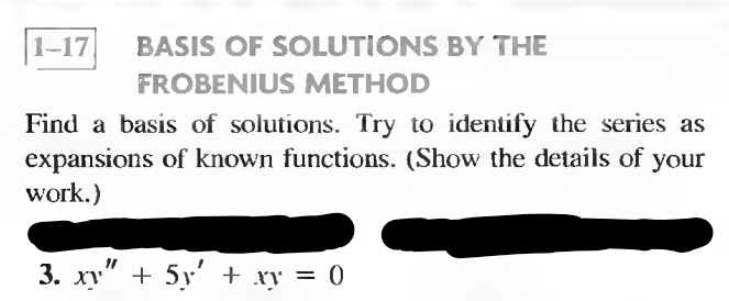 1−17 BASIS OF SOLUTIONS BY THE FROBENIUS METHOD Find | Chegg.com