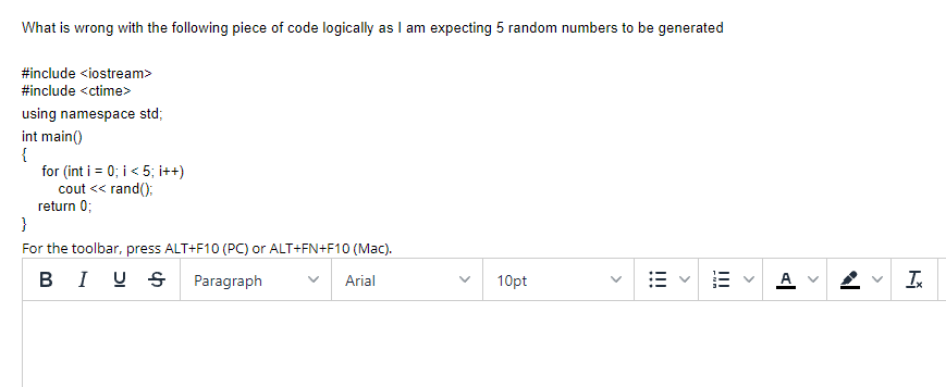 Solved What is wrong with the following piece of code | Chegg.com