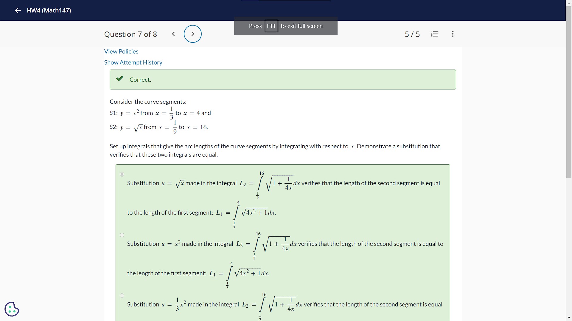 Solved Set up integrals that give the arc lengths of the | Chegg.com