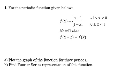 Solved For the periodic function given | Chegg.com