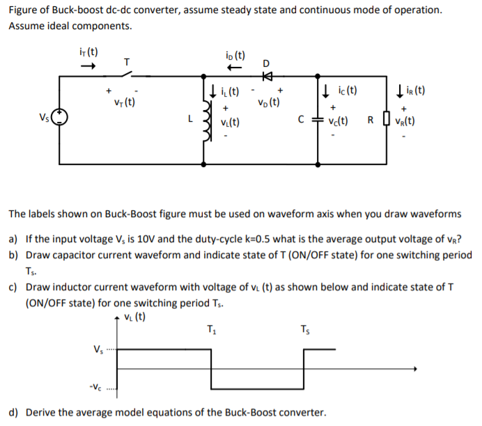 Solved Figure of Buck-boost dc-dc converter, assume steady | Chegg.com
