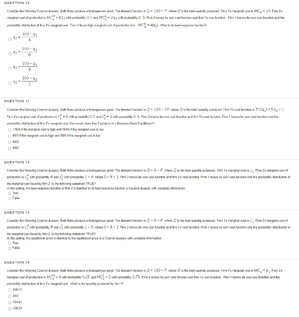 Solved probability distribution of firm 2's marginal cost. | Chegg.com