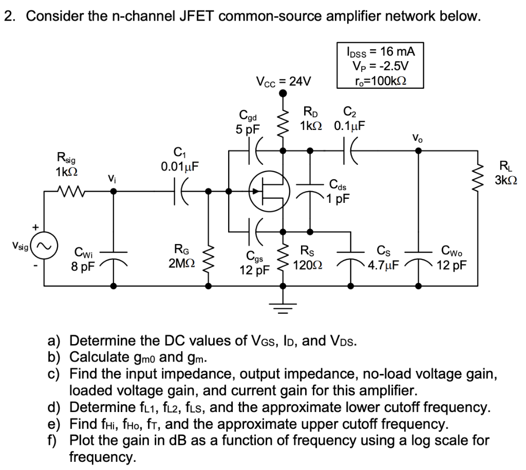 Solved 2. Consider the n-channel JFET common-source | Chegg.com