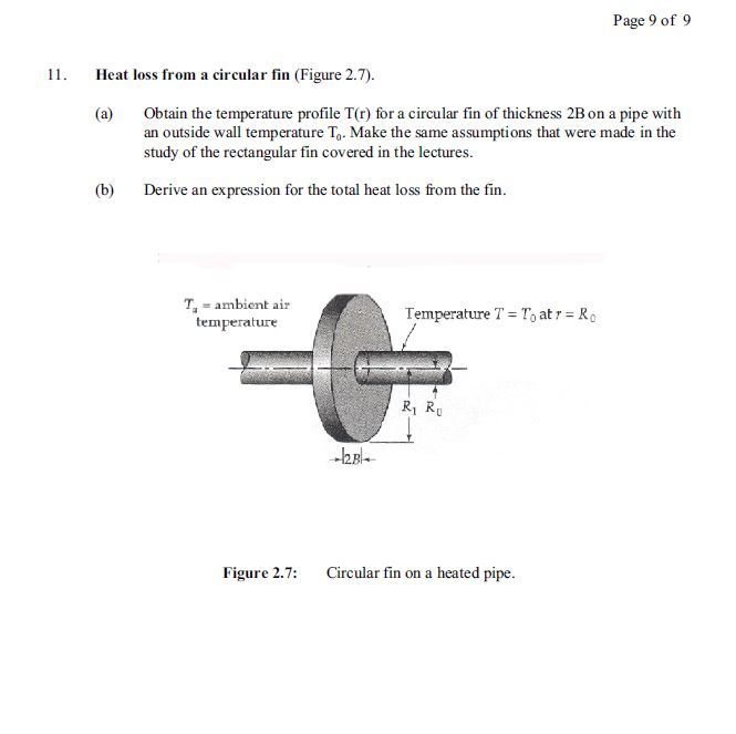 Page 9 of 9 Heat loss from a circular fin (Figure | Chegg.com