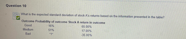 Solved What is the expected standard deviation of stock A's | Chegg.com
