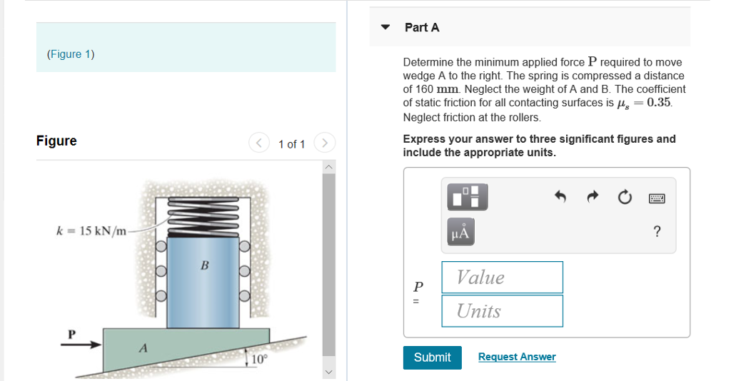 Solved Part A Figure 1 Determine The Minimum Applied Force