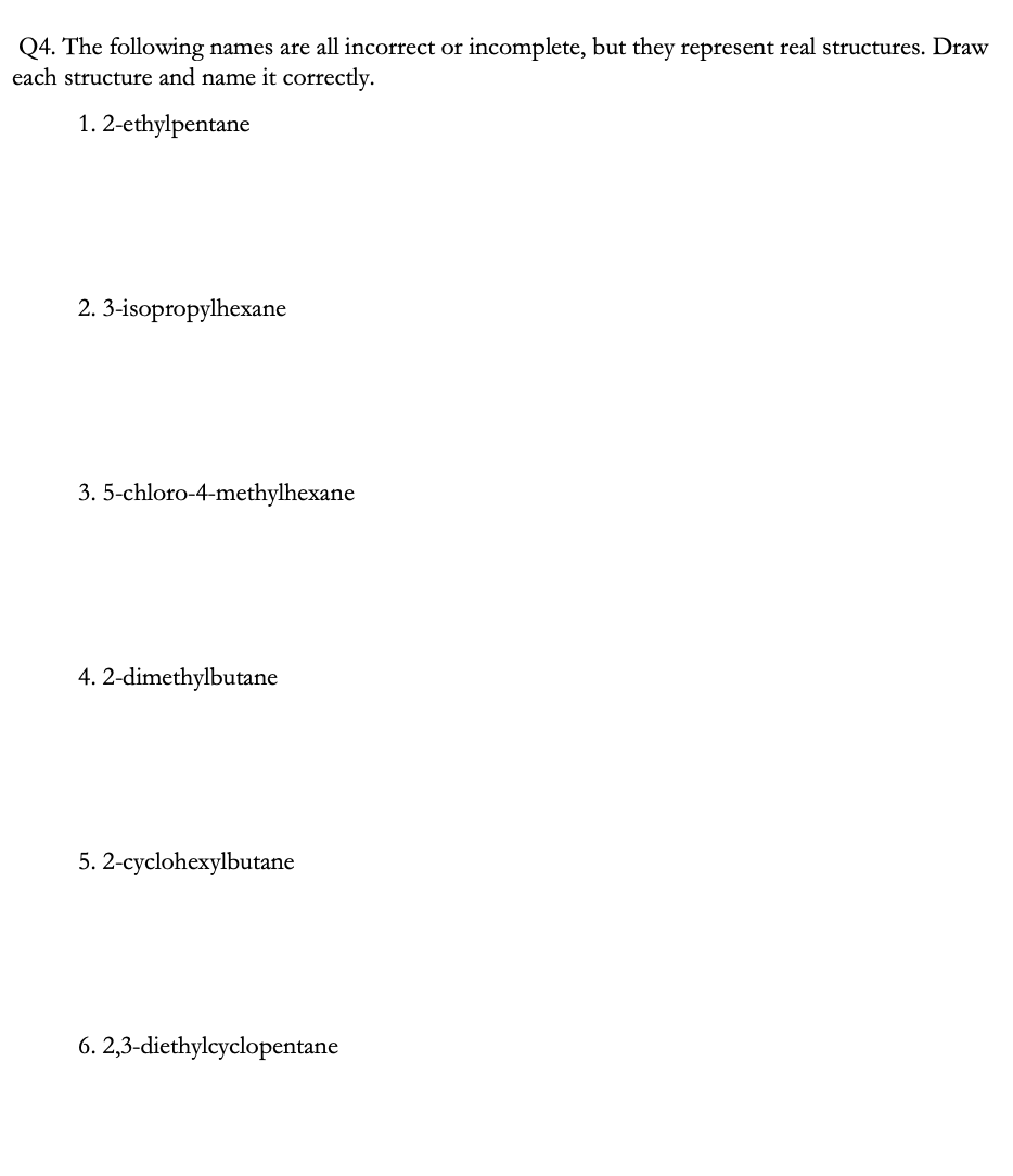 Solved 24. The following names are all incorrect or | Chegg.com