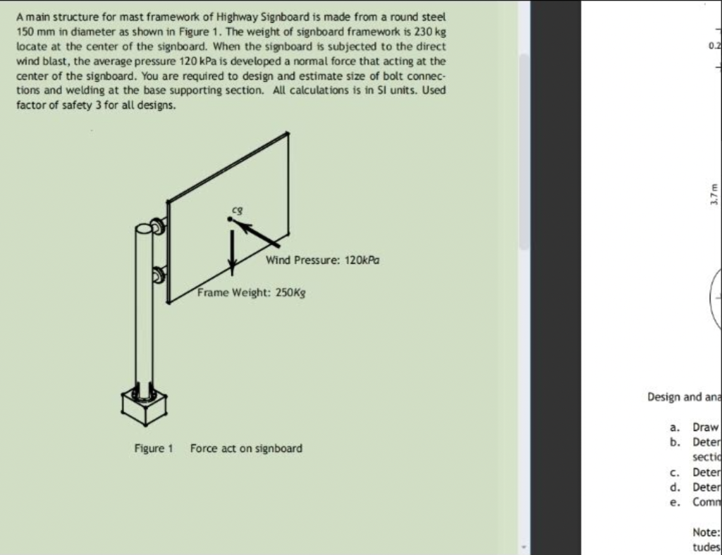 Solved A main structure for mast framework of Highway | Chegg.com