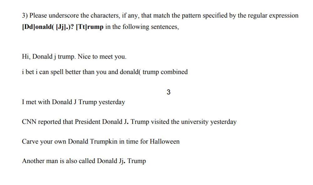 Solved 3) Please underscore the characters, if any, that | Chegg.com