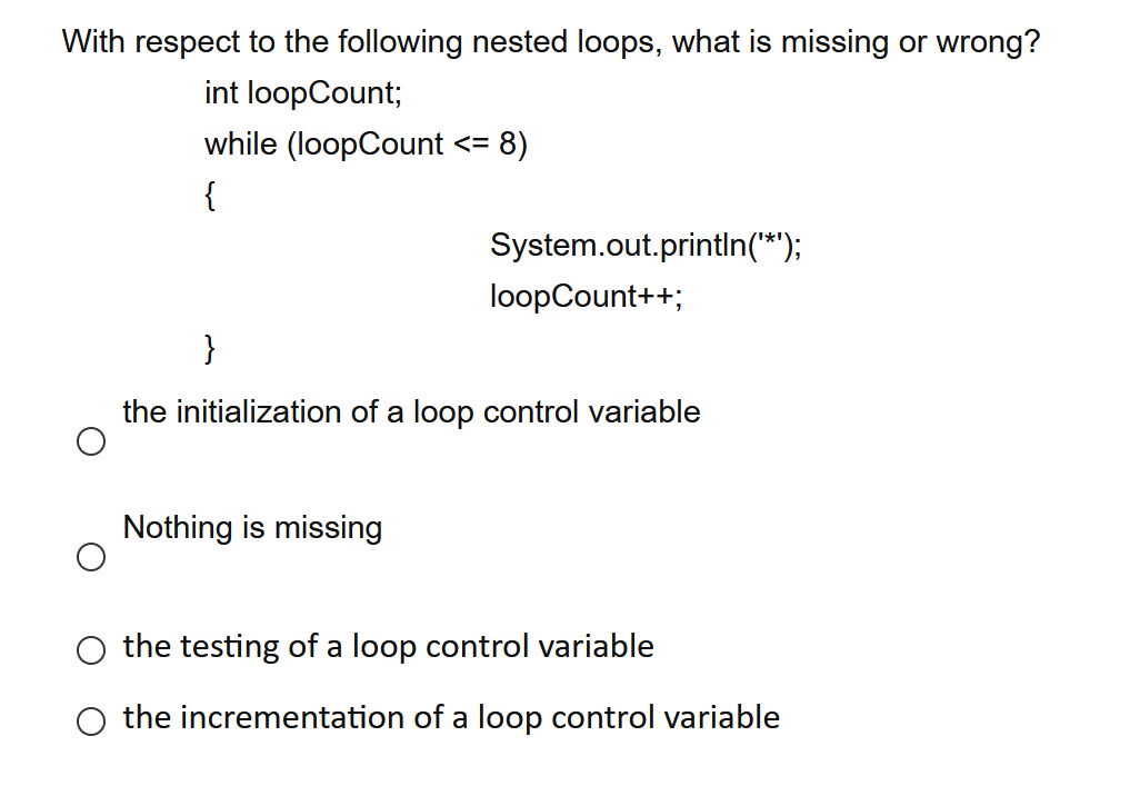Solved With respect to the following nested loops, what is | Chegg.com