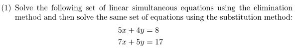 Solved 1) Solve the following set of linear simultaneous | Chegg.com