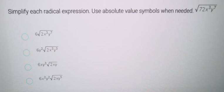 Solved Simplify each radical expression. Use absolute value | Chegg.com