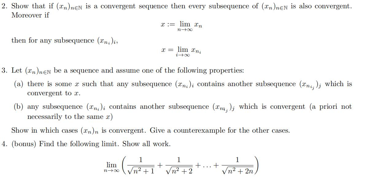 Solved 2. Show that if (un)neN is a convergent sequence then | Chegg.com