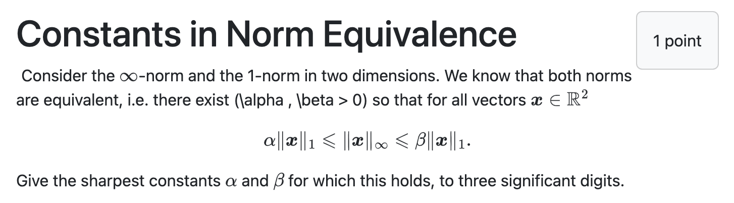 Solved Consider the ∞-norm and the 1-norm in two dimensions. | Chegg.com