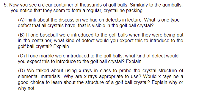 Solved 5. Now you see a clear container of thousands of golf | Chegg.com