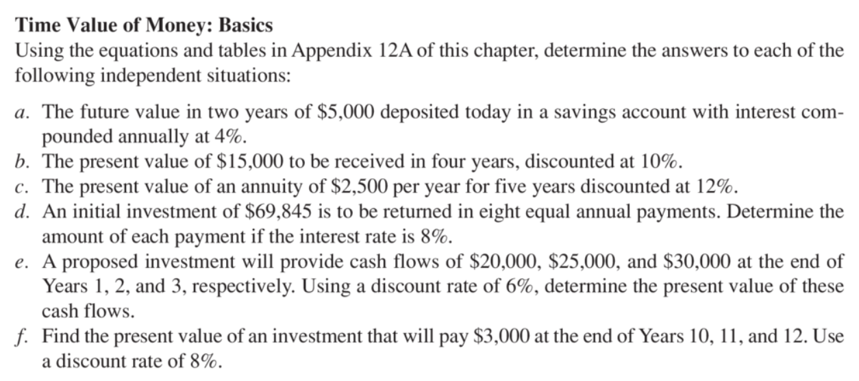 Solved Time Value of Money: Basics Using the equations and | Chegg.com